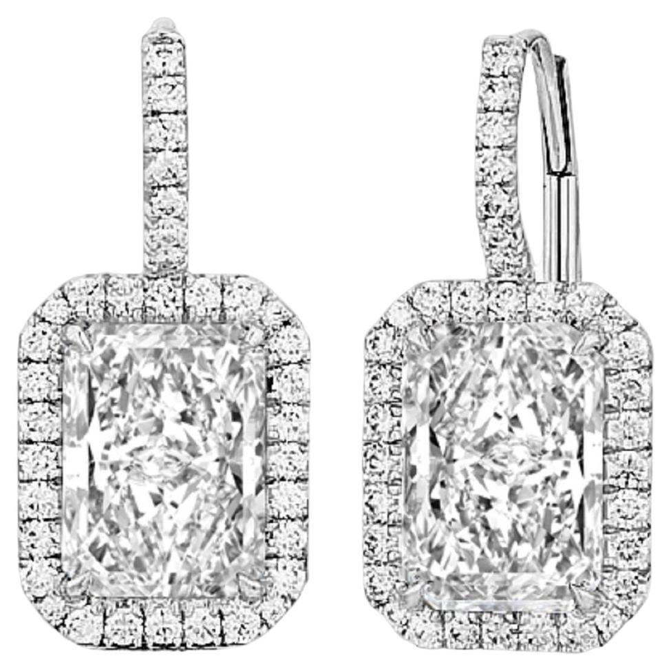 18 Karat White Gold Radiant Cut Diamond Double Halo Cocktail Earring ...