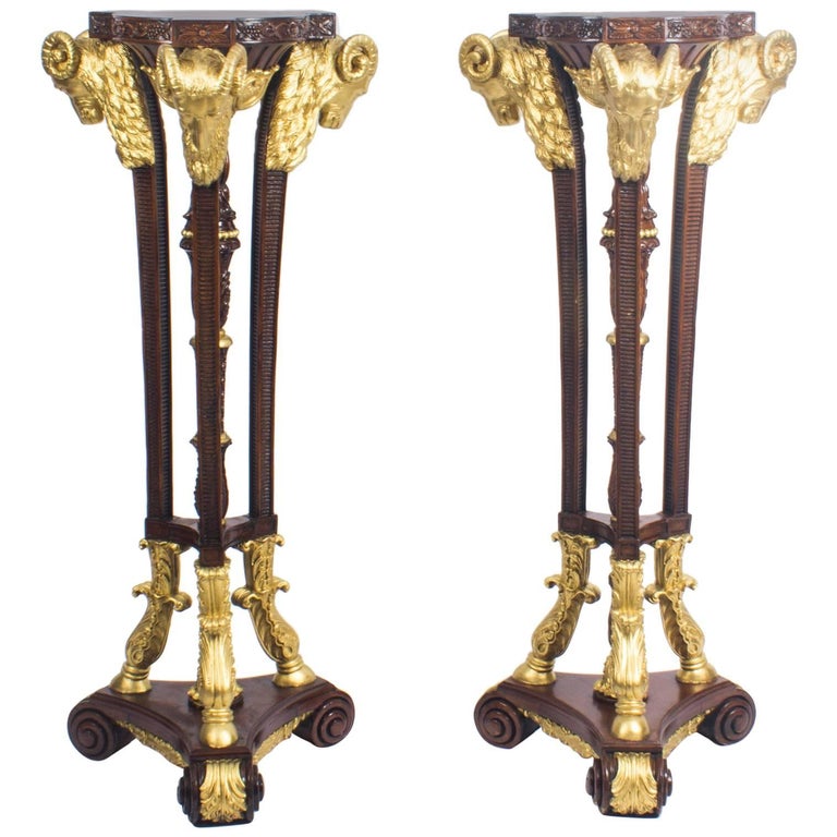 Exquisite Pair of Adam Revival Mahogany Giltwood Pedestals Torcheres at ...