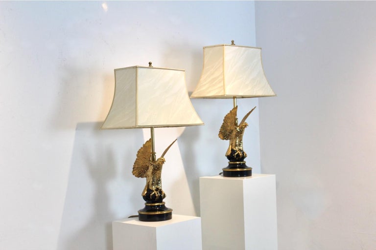 Exquisite Pair of Large Belgian Brass Eagle Sculptured Table Lamps for ...