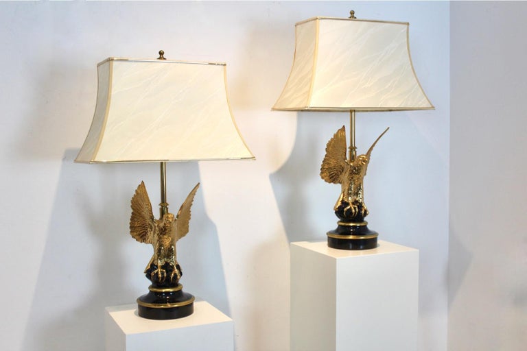 Exquisite Pair of Large Belgian Brass Eagle Sculptured Table Lamps for ...