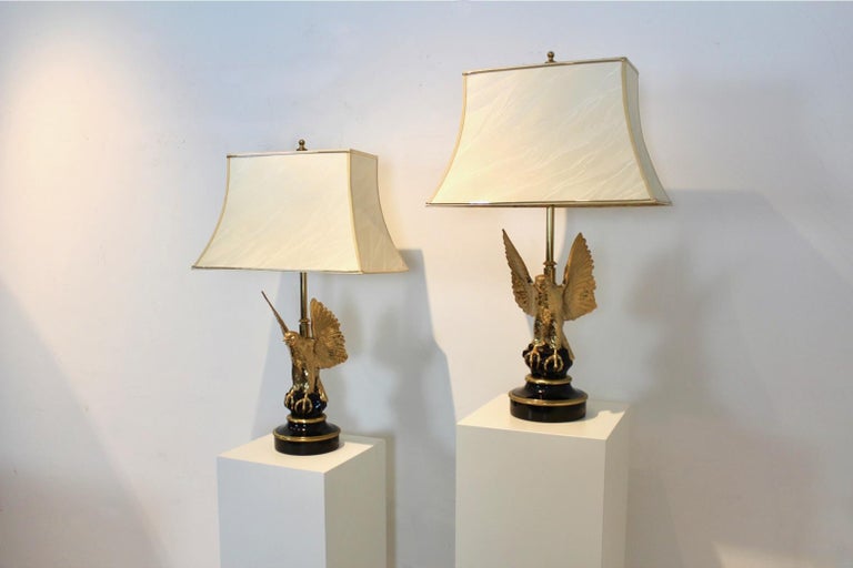 Exquisite Pair of Large Belgian Brass Eagle Sculptured Table Lamps for ...