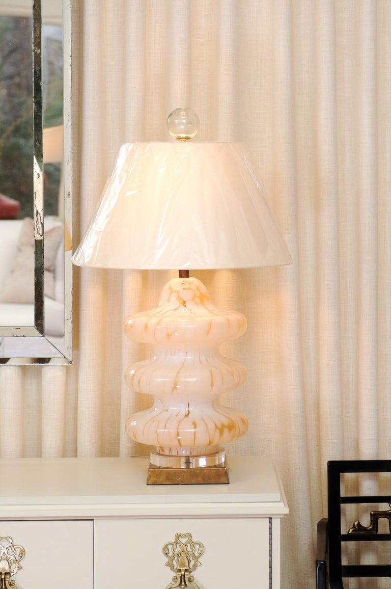 Exquisite Restored Amber Accent Blown Glass Pagoda Murano Lamps by ...