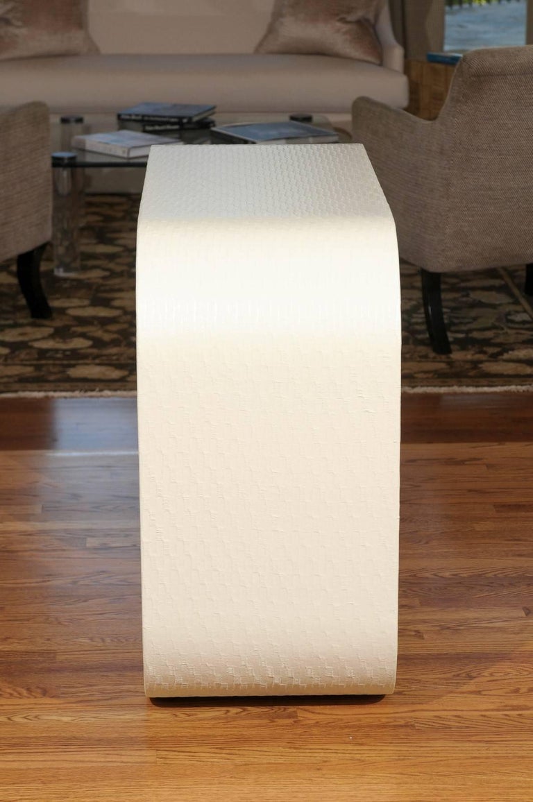 Exquisite Restored Raffia Waterfall Scroll Console by Baker, circa 1975 ...