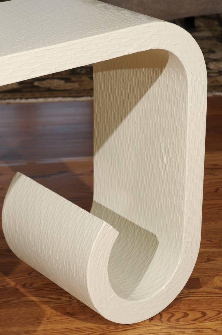 Exquisite Restored Raffia Waterfall Scroll Console by Baker, circa 1975 ...