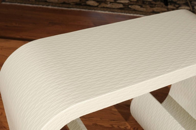 Exquisite Restored Raffia Waterfall Scroll Console by Baker, circa 1975 ...