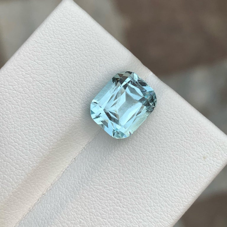 Exquisite Sea Blue Step Cushion Cut Aquamarine 5.45 Carats Gemstone ...