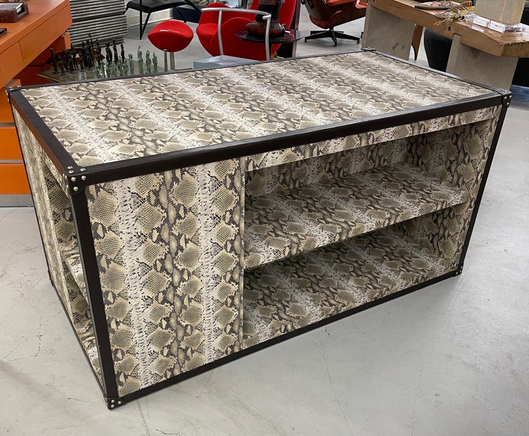 Exquisite Serge de Troyer Snakeskin Embossed Leather Desk at 1stDibs