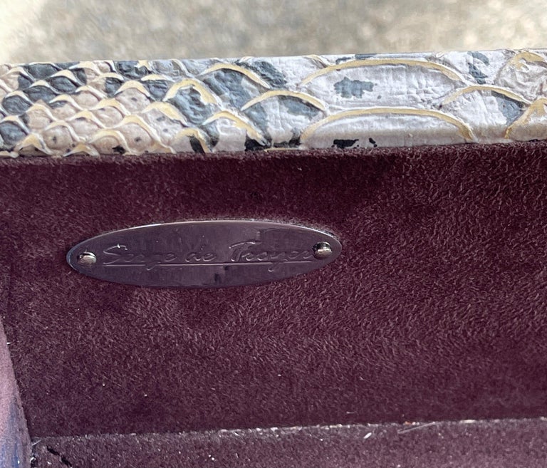 Exquisite Serge de Troyer Snakeskin Embossed Leather Desk at 1stDibs