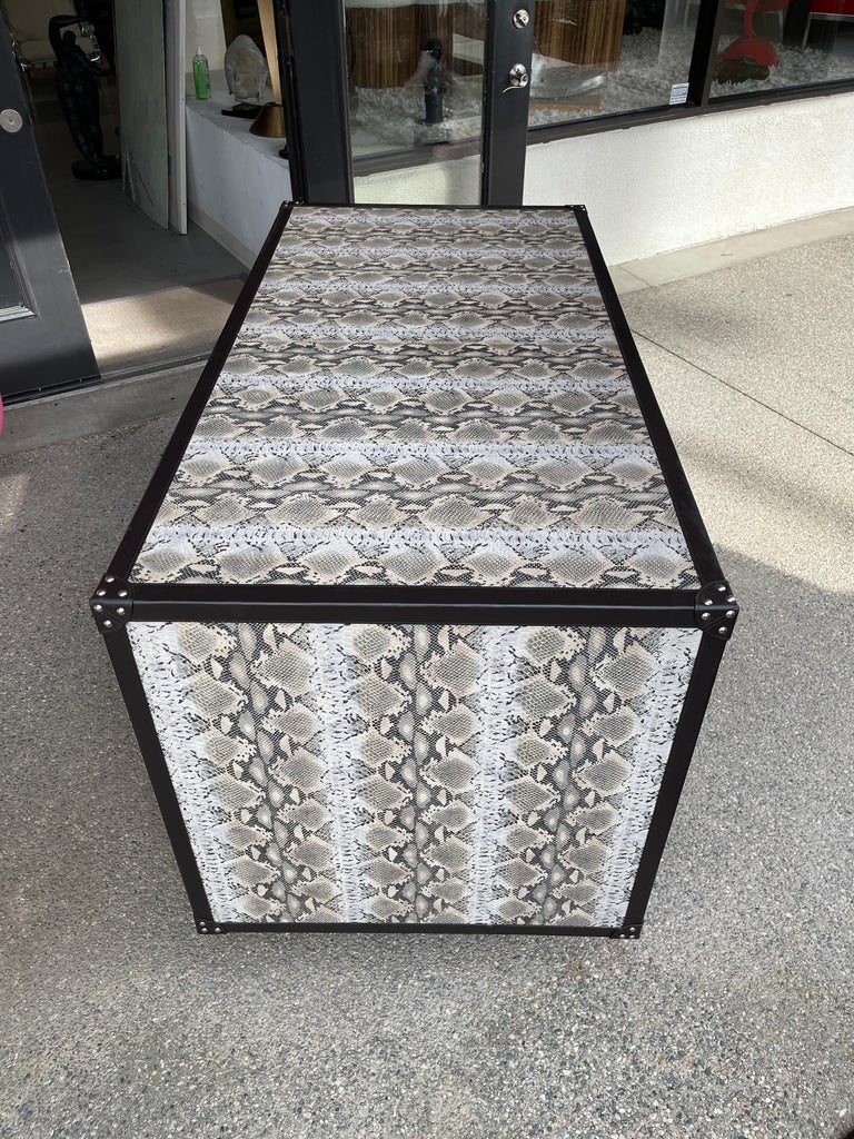 Exquisite Serge de Troyer Snakeskin Embossed Leather Desk at 1stDibs