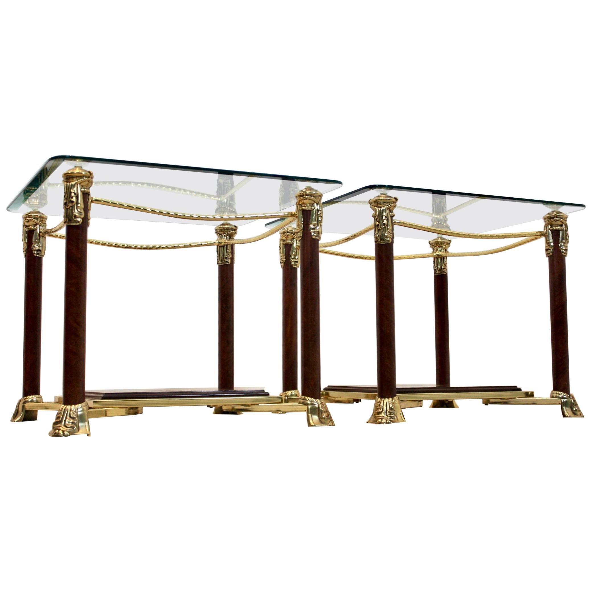 Hollywood Regency Brass Hexagonal Table For Sale at 1stDibs