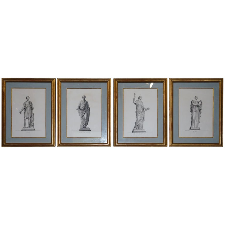 Exquisite Suite of Four 1800 Bouillon Copper Plate Engraved Roman ...