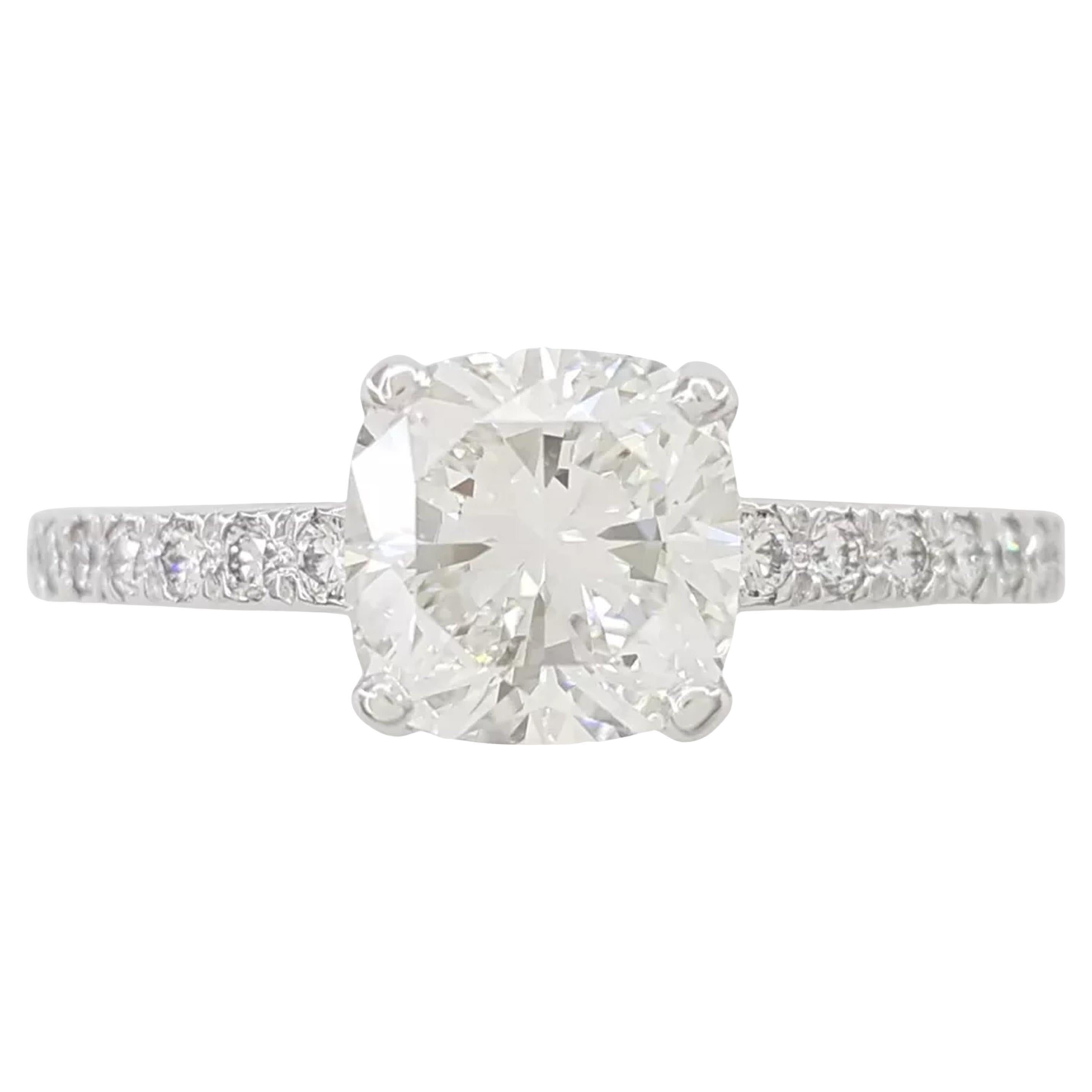 TIFFANY and Co. Platinum Novo Cushion Cut .22ct Diamond Engagement Ring ...