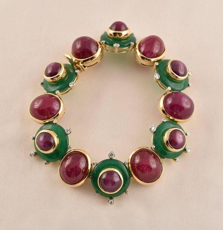 Exquisite Tony Duquette Ruby, Star Ruby, Agate and Diamond Gold ...