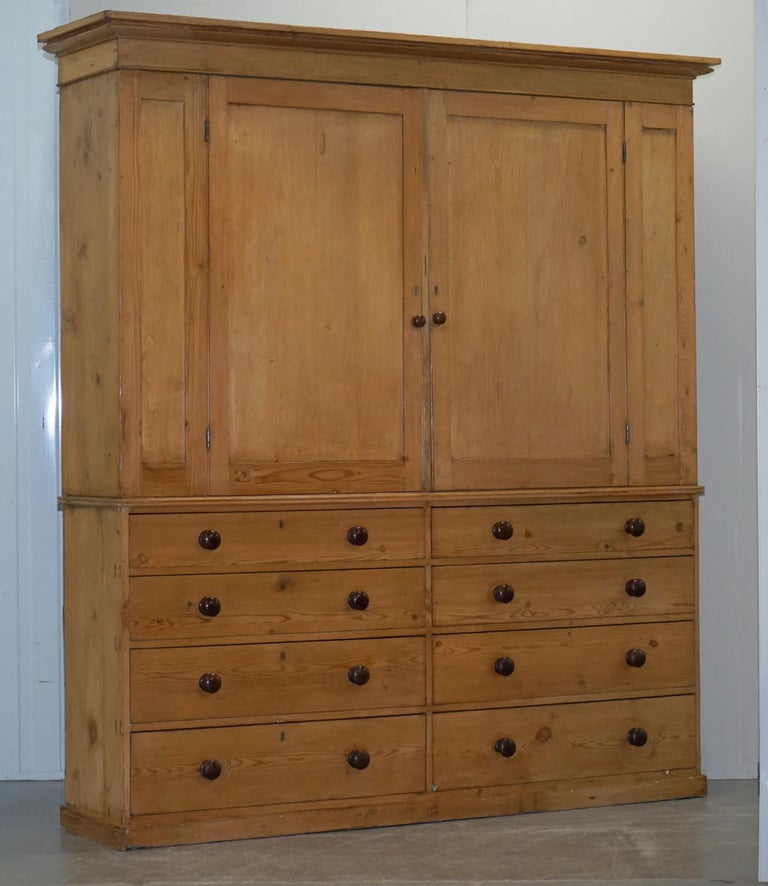 Exquisite Victorian Pine circa 1860 Housekeepers Cupboard with Chest of ...