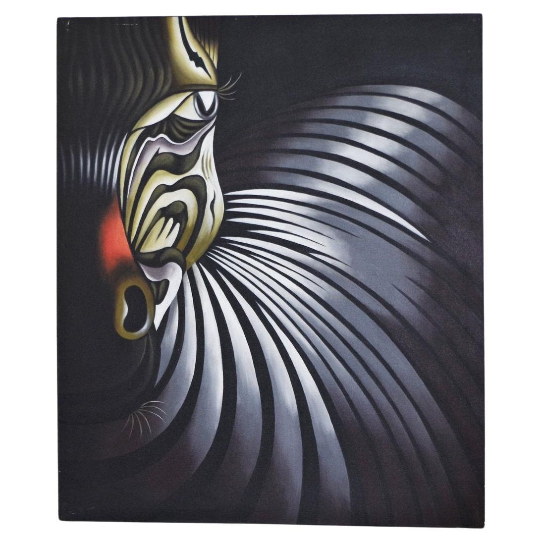 Vintage Italian Red Abstract Oil Painting, Early 2000s For Sale at 1stDibs