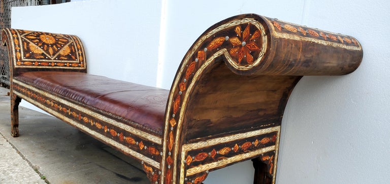 Vintage Royal Inlaid Camel Bone Bench at 1stDibs