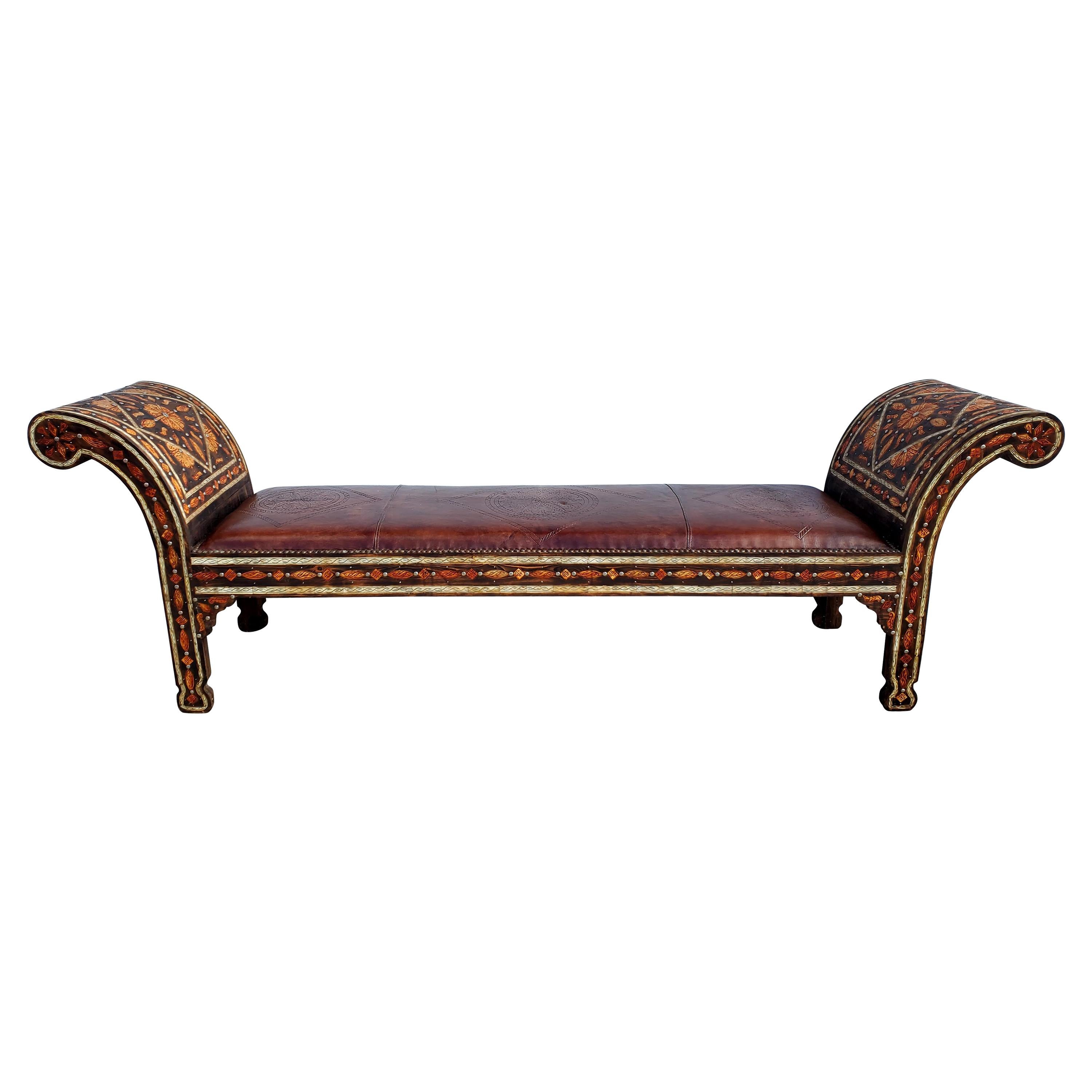 Vintage Royal Inlaid Camel Bone Bench at 1stDibs