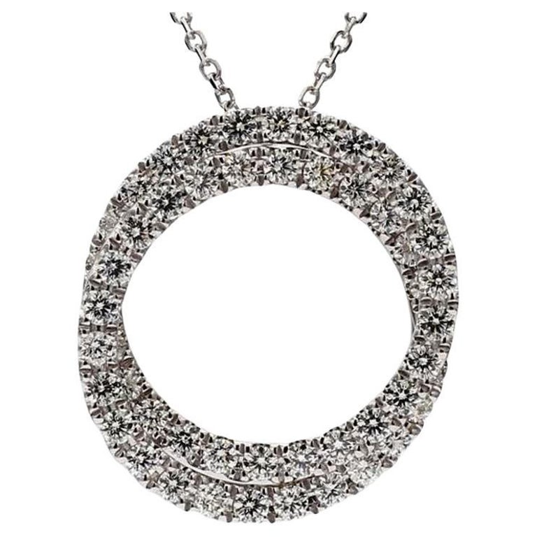 Natural White Round Diamond 1.20 Carat TW White Gold Circle Pendant For ...