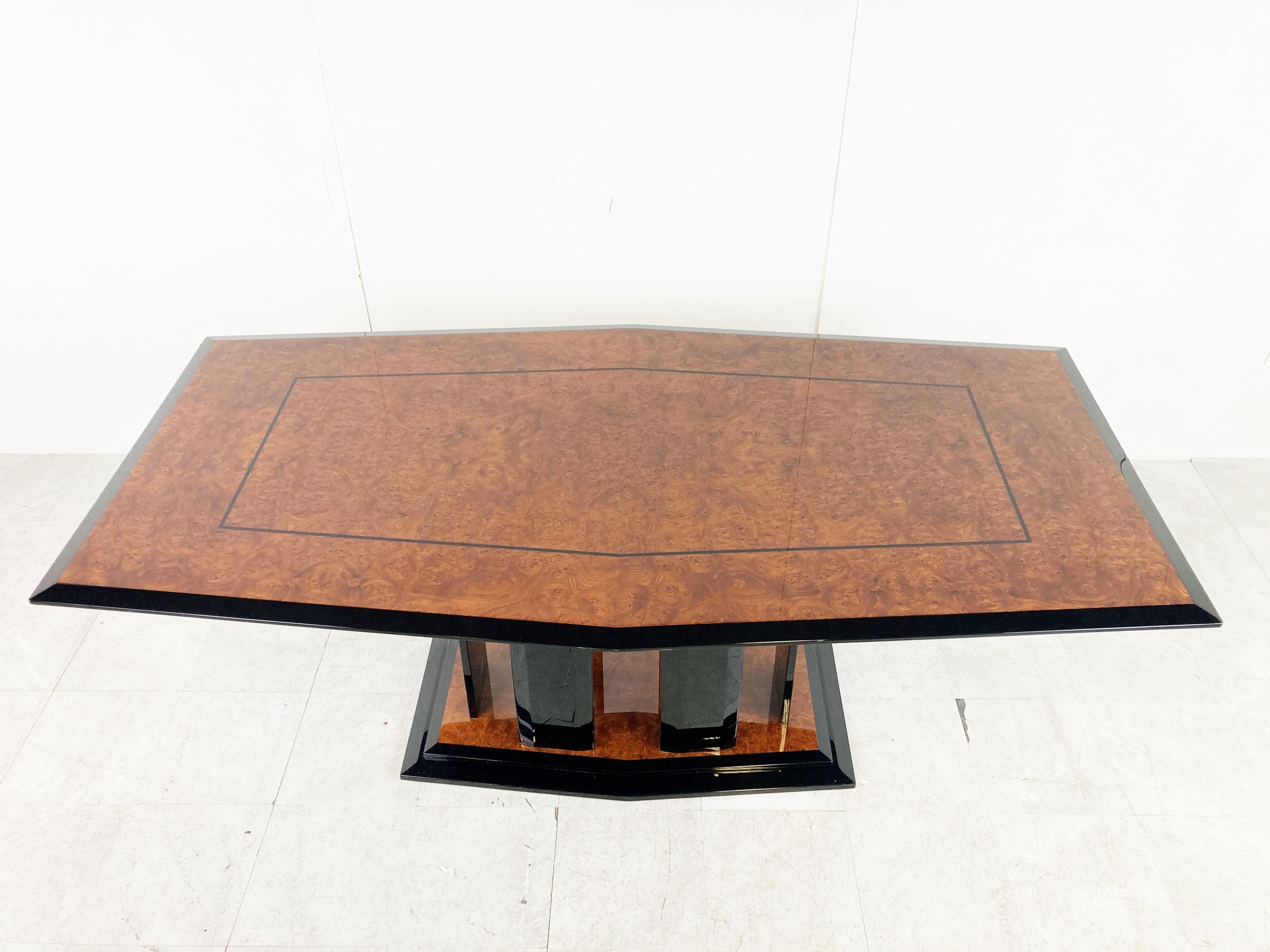 Extendable Burl Wood Dining Table by Paul Michel, 1980s at 1stDibs ...