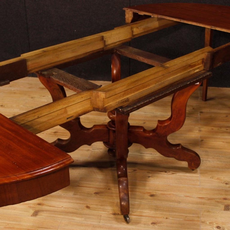 Extendable Dutch Dining Table in Carved Mahogany Wood from 20th Century ...