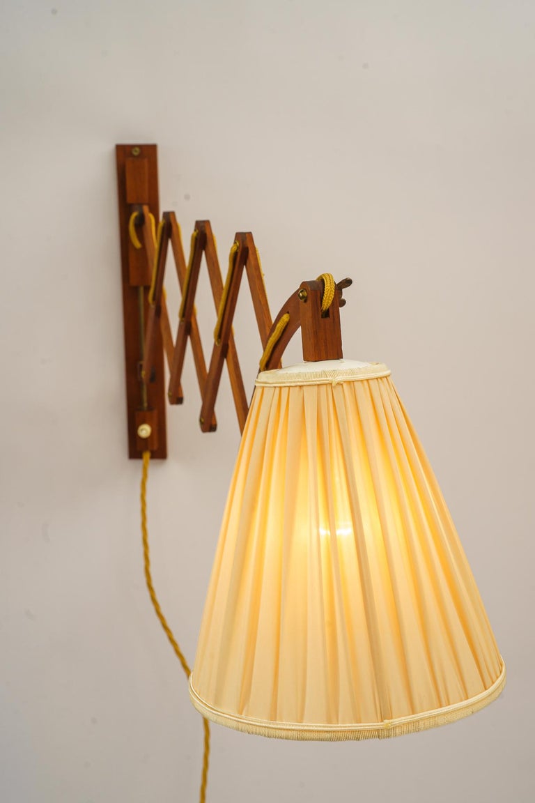 Extendable Wood Wall Lamp with Fabric Shade Vienna Around 1950s For ...
