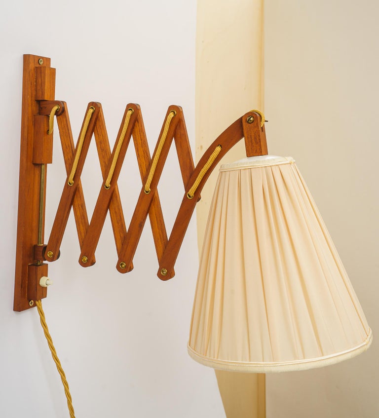 Extendable Wood Wall Lamp with Fabric Shade Vienna Around 1950s For ...