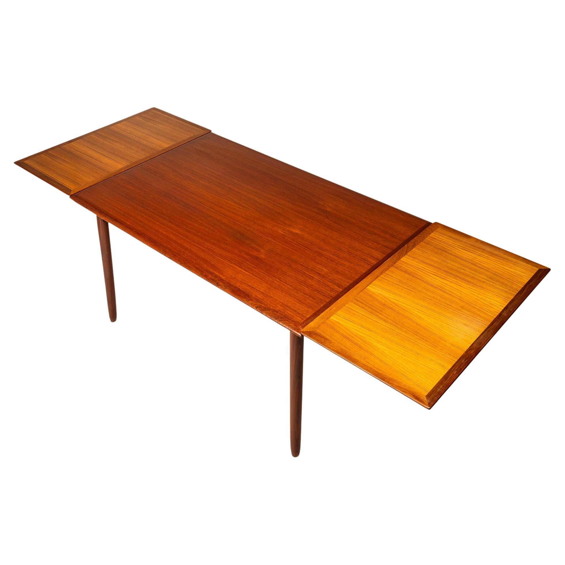 Extension Dining Table in Teak with Stow-in-Table Leaves, Denmark, c ...