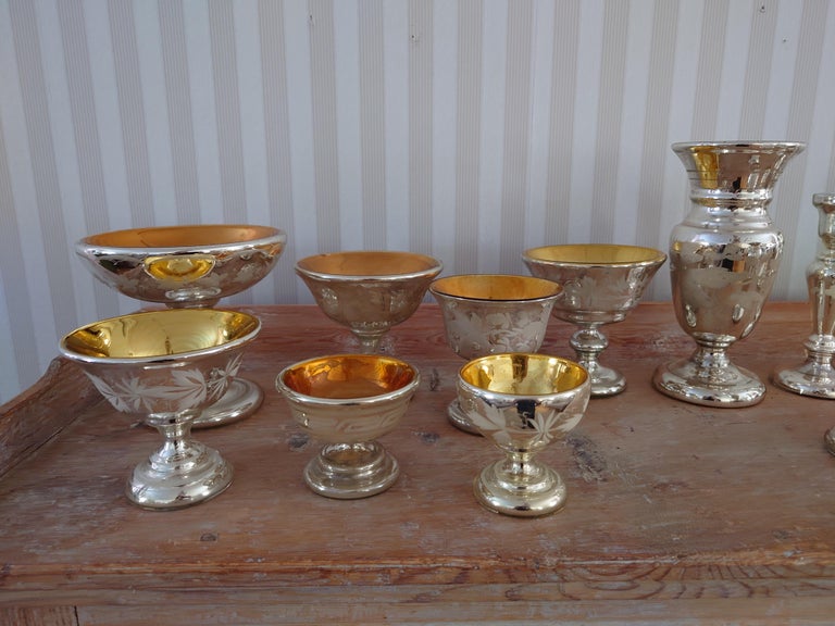 Extensive Collection of 14 Pieces Antique Early Mercury Glass For Sale ...
