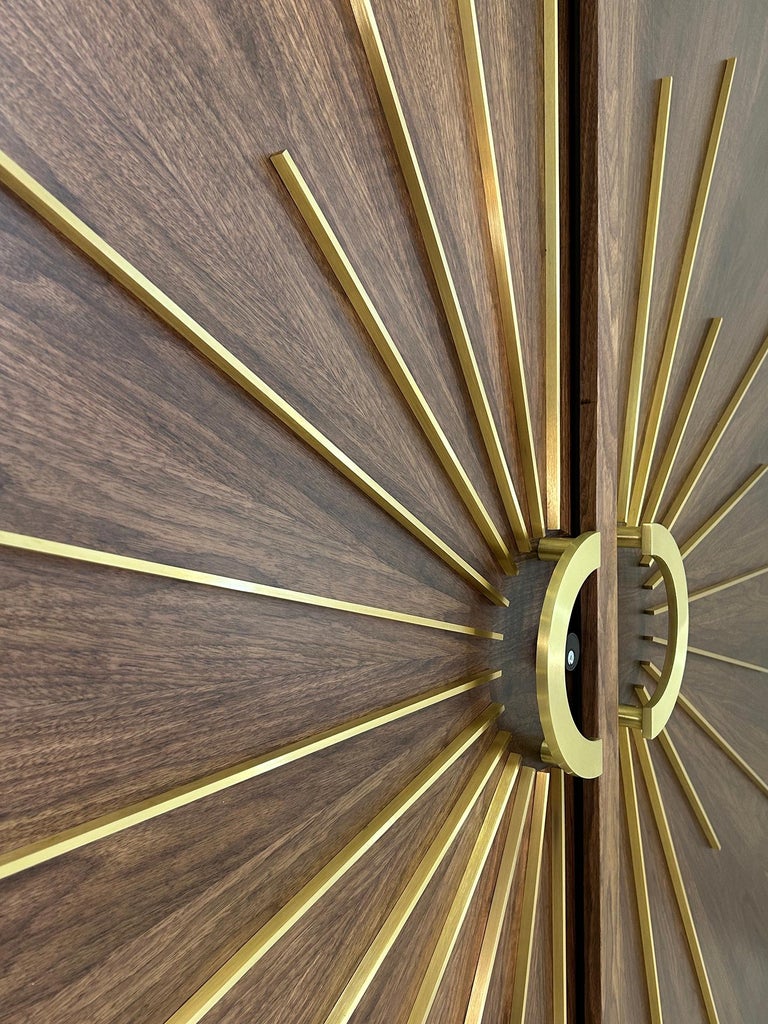 Exterior Modernist Double Entry Door Radial Sunburst handmade in the ...