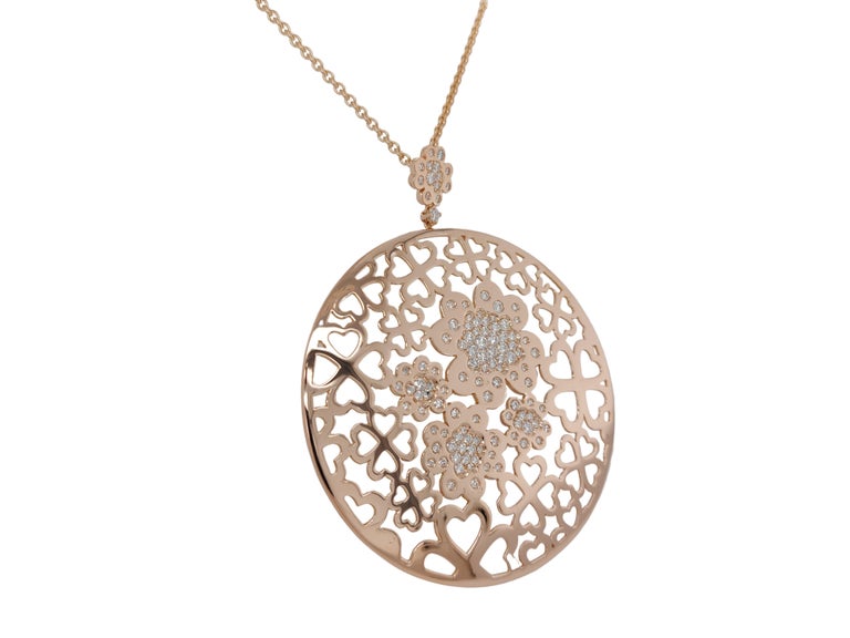 Extra Large 18 Karat Pink Gold Pendant Set with Brilliant Cut Diamonds ...
