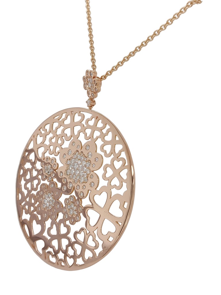 Extra Large 18 Karat Pink Gold Pendant Set with Brilliant Cut Diamonds ...