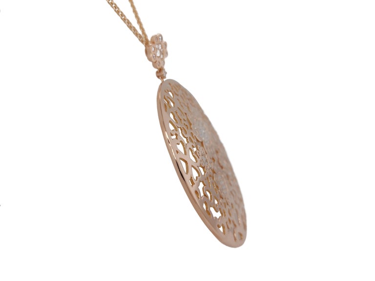 Extra Large 18 Karat Pink Gold Pendant Set with Brilliant Cut Diamonds ...