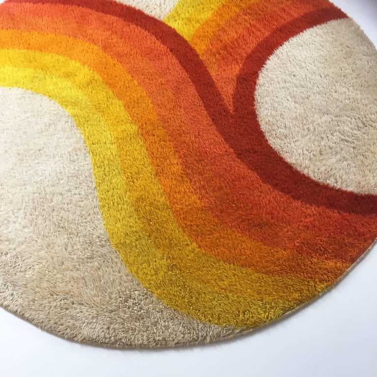 Extra Large 1970s Modernist Multi-Color High Pile Rya Rug by Desso ...
