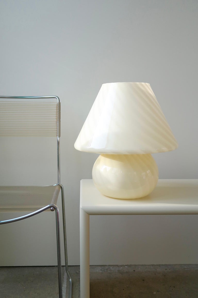 Extra Large 1970s Vintage Murano Mushroom Lamp Yellow Creme Swirl Blown ...