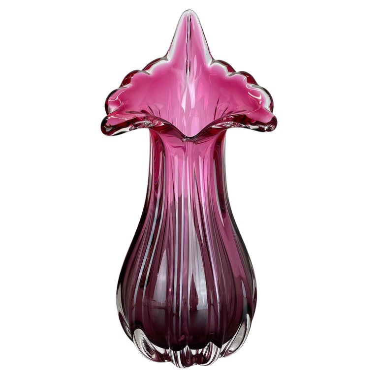 Multi-Color Pink Floral Murano Glass Sommerso Vase Italy, 1970s For ...