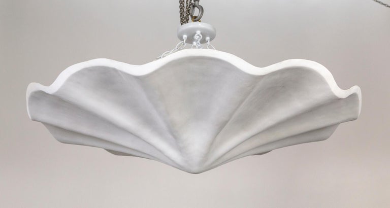 Extra Large (39") Smooth Undulating White Plaster Shell Pendant Light ...