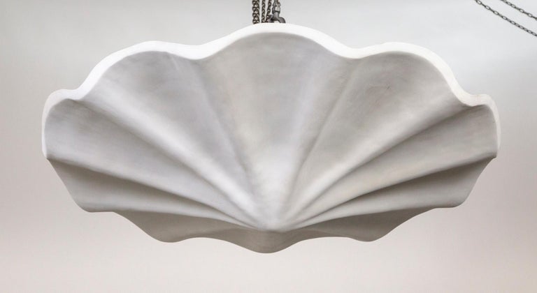 Extra Large (39") Smooth Undulating White Plaster Shell Pendant Light ...