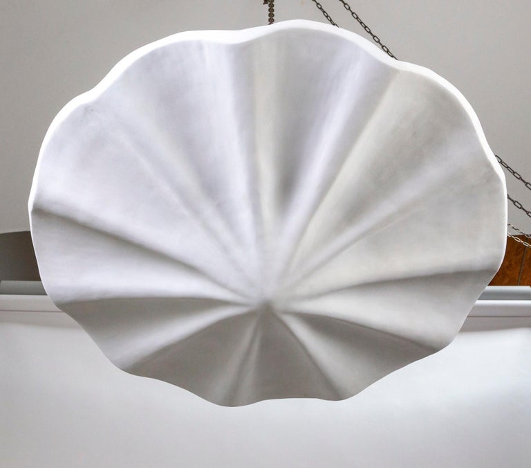Extra Large (39") Smooth Undulating White Plaster Shell Pendant Light ...