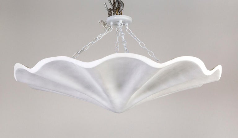 Extra Large (39") Smooth Undulating White Plaster Shell Pendant Light ...