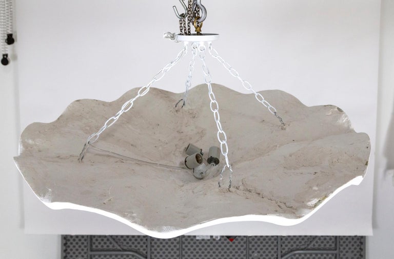 Extra Large (39") Smooth Undulating White Plaster Shell Pendant Light ...