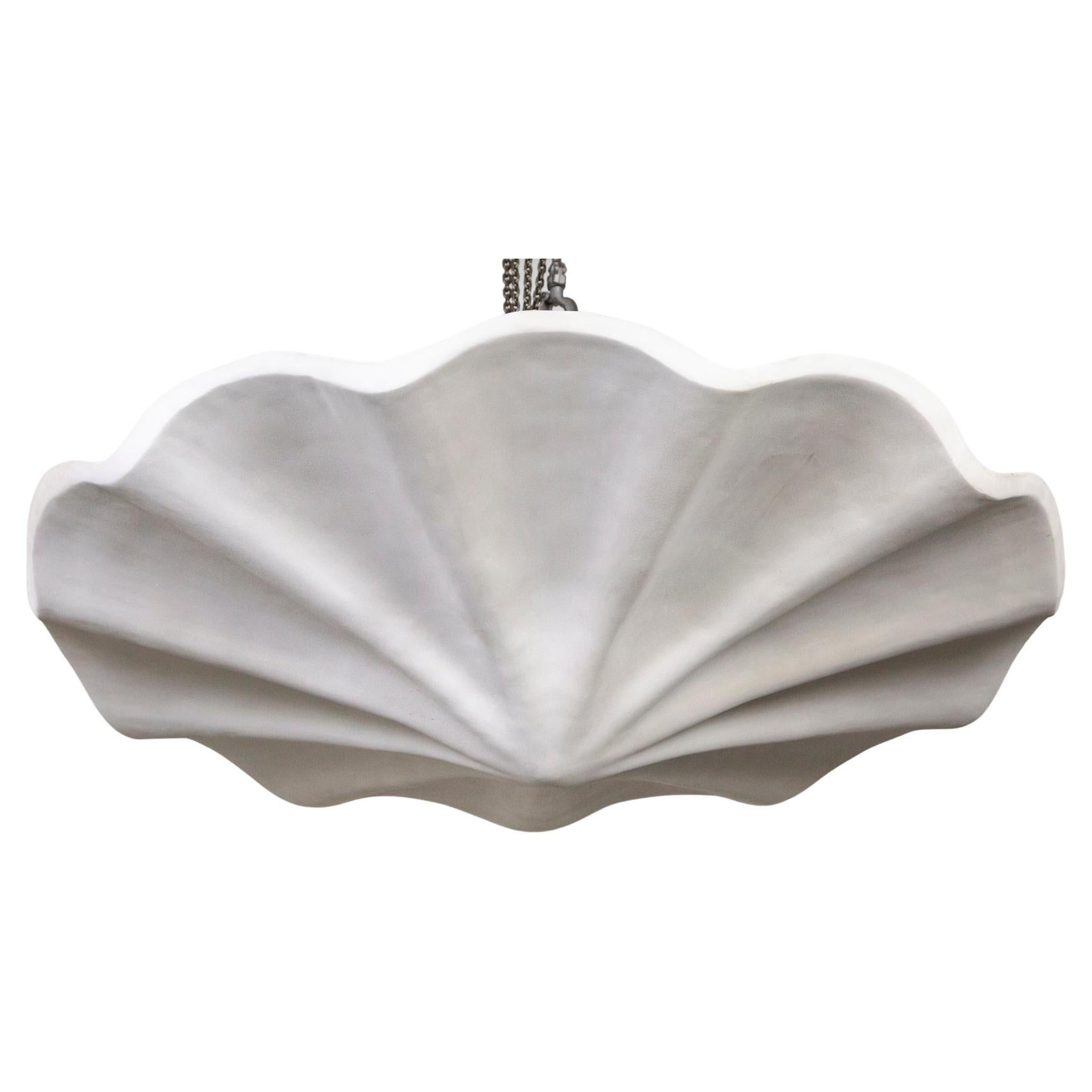 Extra Large (39") Smooth Undulating White Plaster Shell Pendant Light ...