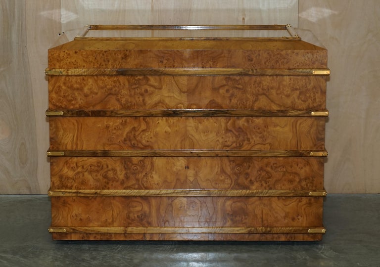 Extra Large Burr Walnut Solid Chest Trunk with Hidden Bottom Storage ...