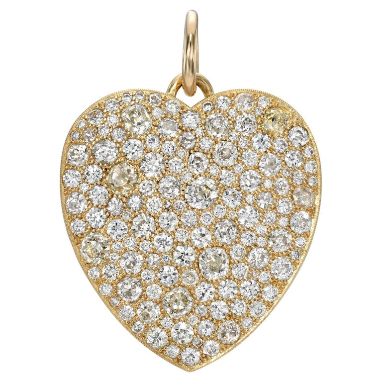 Handcrafted Extra Large Cobblestone Diamond Heart Pendant by Single ...