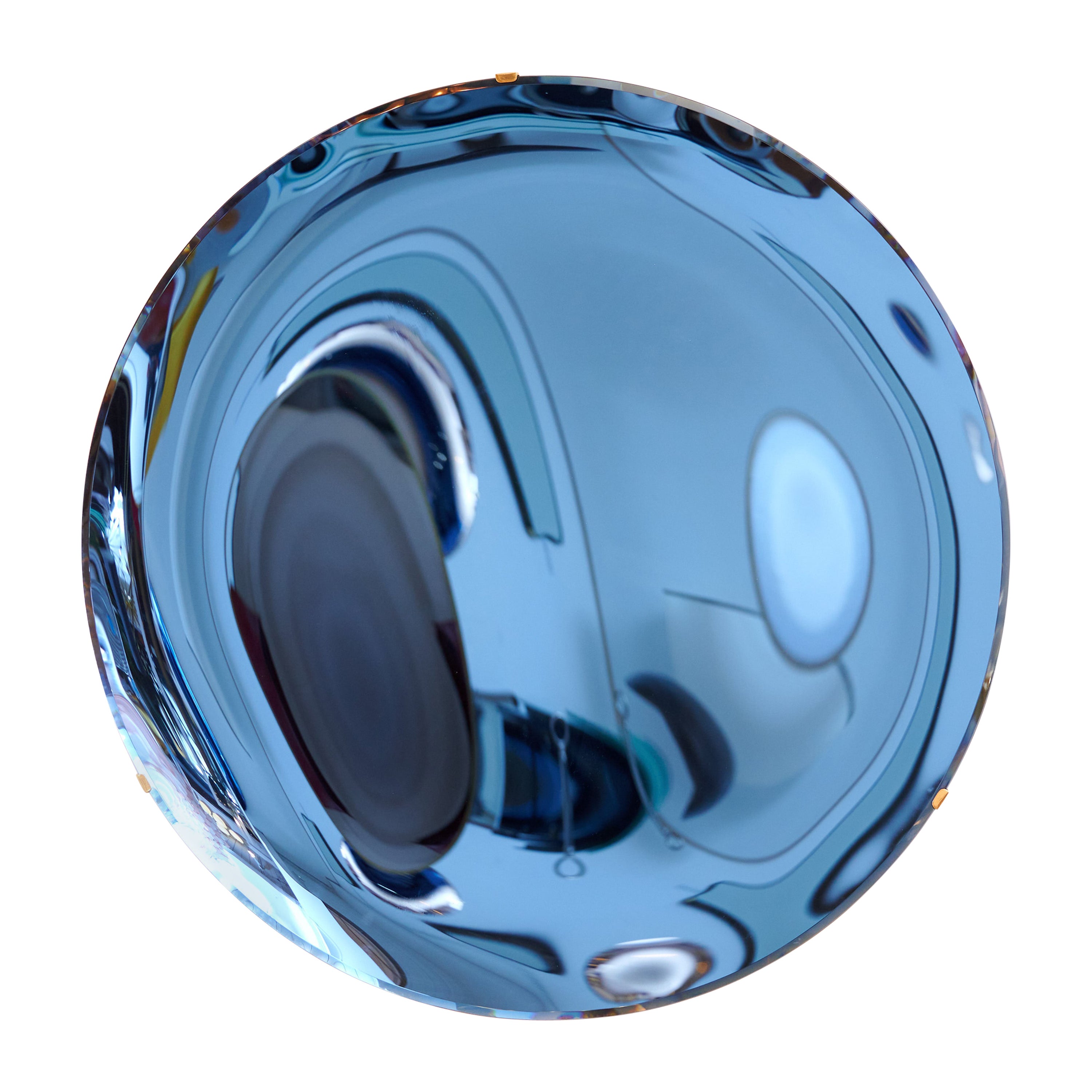 Round blue concave mirror, 90 cm For Sale at 1stDibs