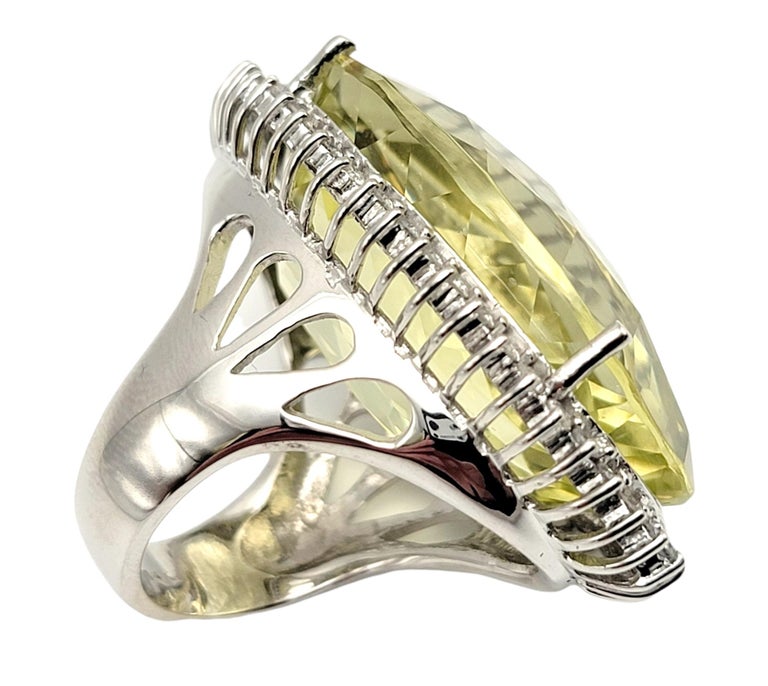 Extra Large Fantasy Oval Cut Lemon Citrine and Diamond Halo Cocktail ...