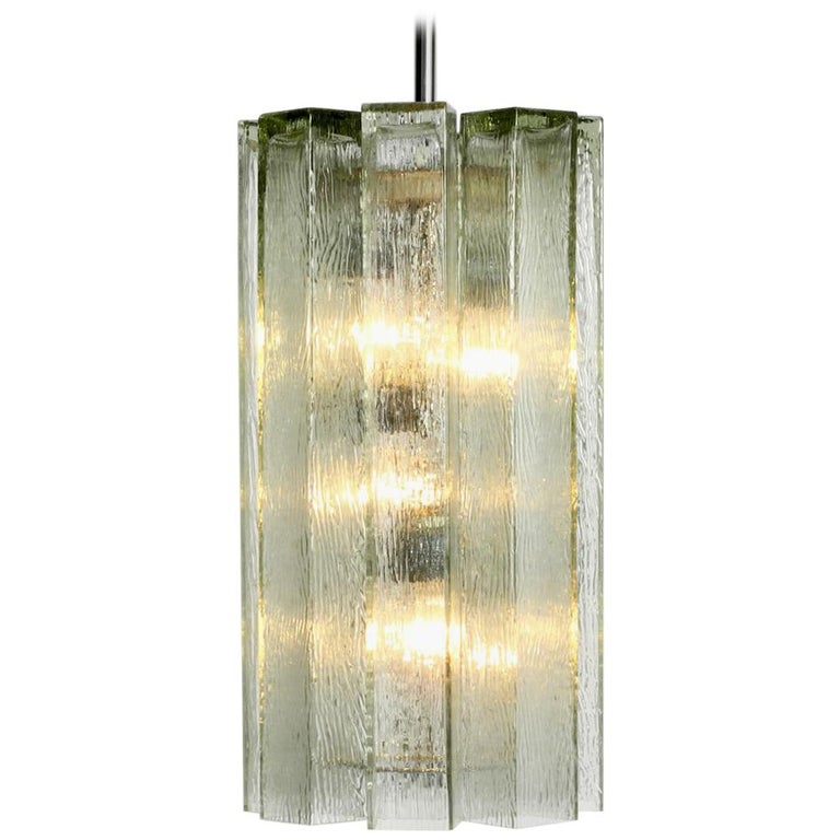 Extra Large Glass Pendant Lamp by Doria Mid-Century Modern Brutalist ...