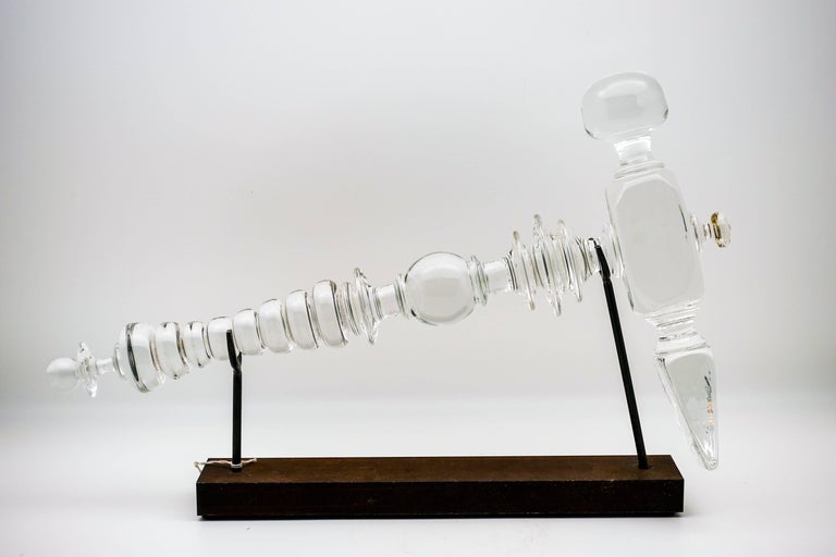 Extra Large Handblown Glass Hammer Sculpture with Steel Base at 1stDibs