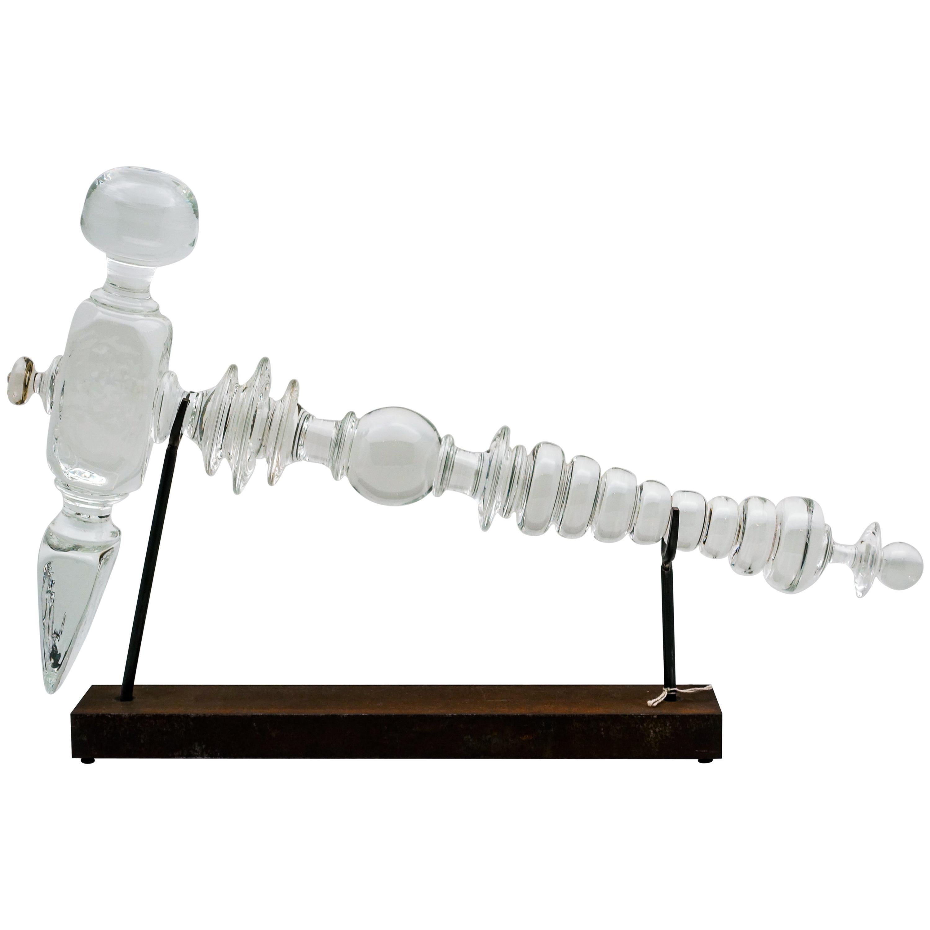Extra Large Handblown Glass Hammer Sculpture with Steel Base at 1stDibs