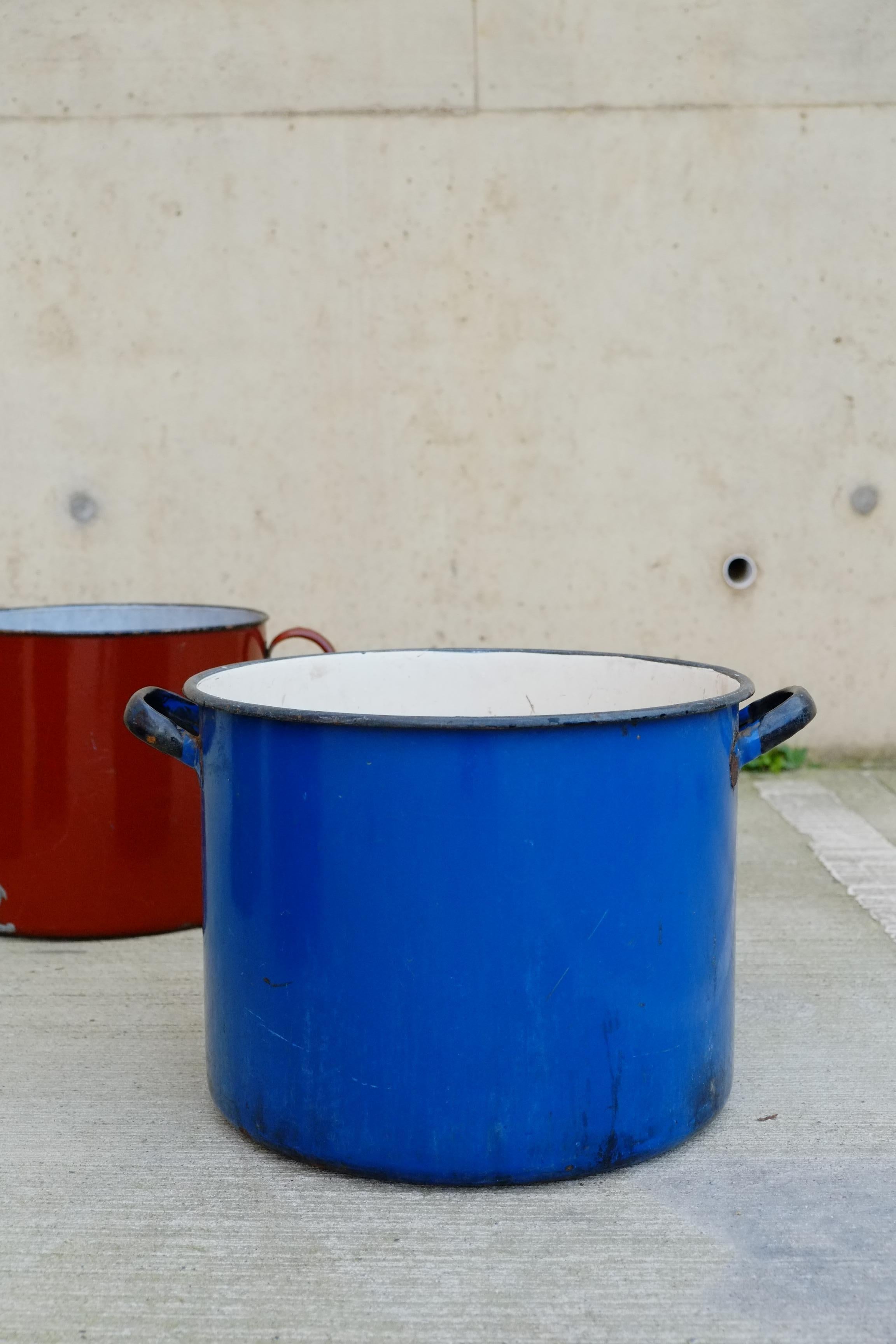 Extra Large Vintage Industrial Enamel Metal Planter, Set of 4 Available ...