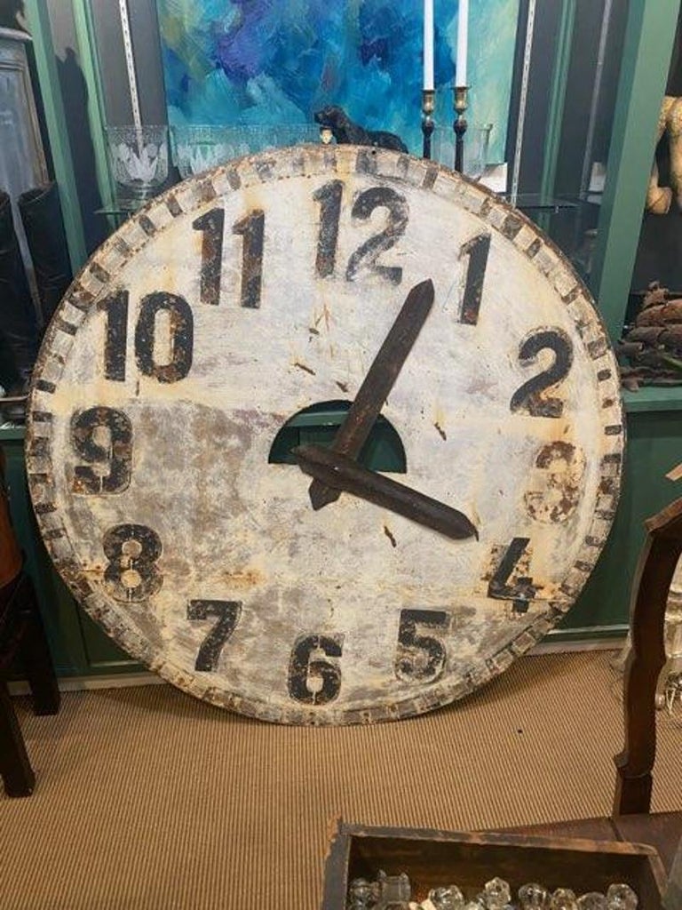 Extra Large Late 19th Century Metal Wall Clock For Sale at 1stDibs